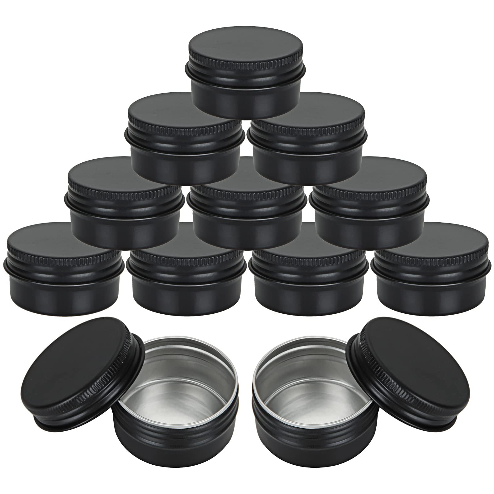 Acrux7 50 Pack 1oz Black Tins with Lids, 30 ml Aluminum Screw Top Tin ...