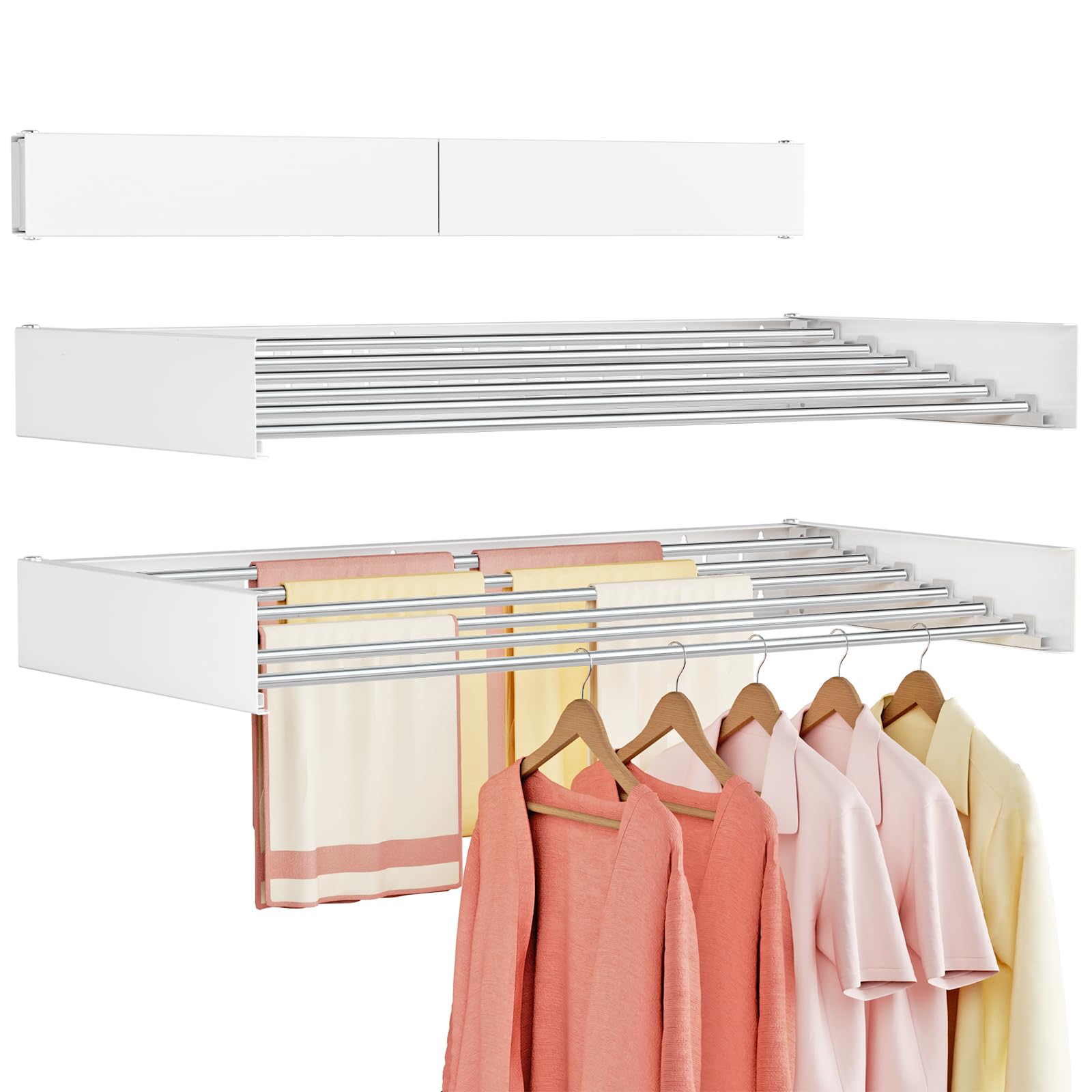 Vasunray Wall Mounted Clothes Drying Rack Folding Indoor, Foldable ...