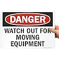 SmartSign "Danger - Watch Out For Moving Equipment" Sign | 10" x 14 ...