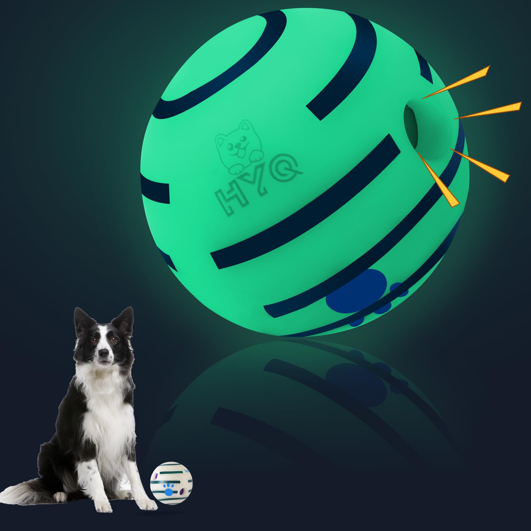 HYQ Wobble Giggle Ball for Dogs, Wiggle Glow Ball Dog Toy, Interactive ...