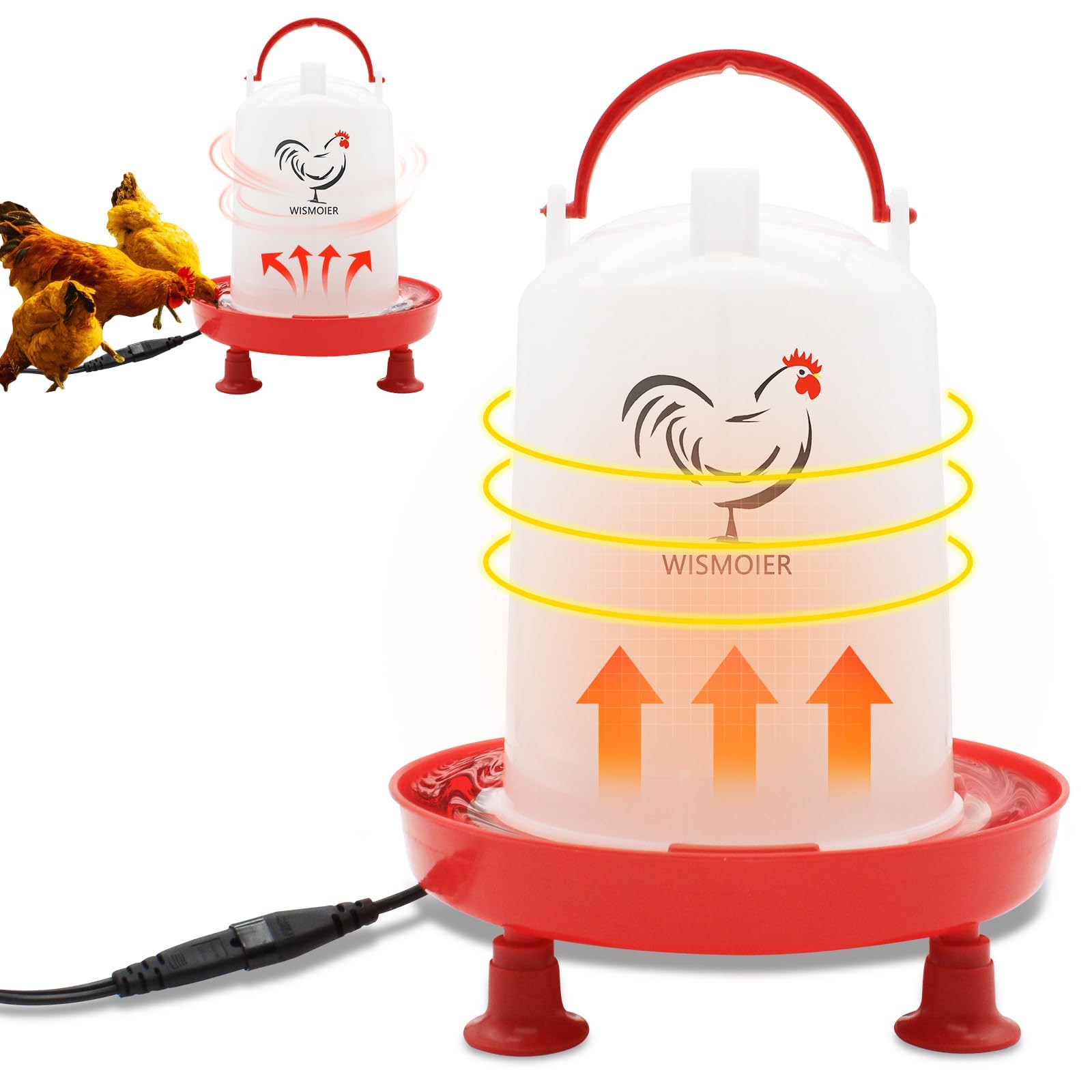 WISMOIER 3L Heated Chicken Waterer for Winter Hanging Chicken Water ...