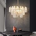 Lovedima Gold Multi-Tier Lantern Pendant Lighting,Cloud Glass Metal ...