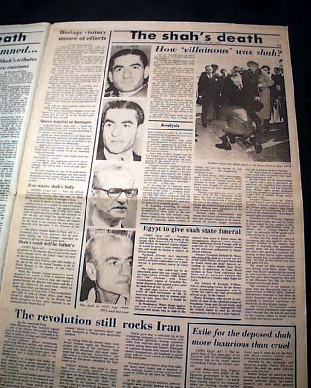 SHAH OF IRAN Emperor King Mohammad Reza Pahlavi DEATH W/Photos 1980 ...