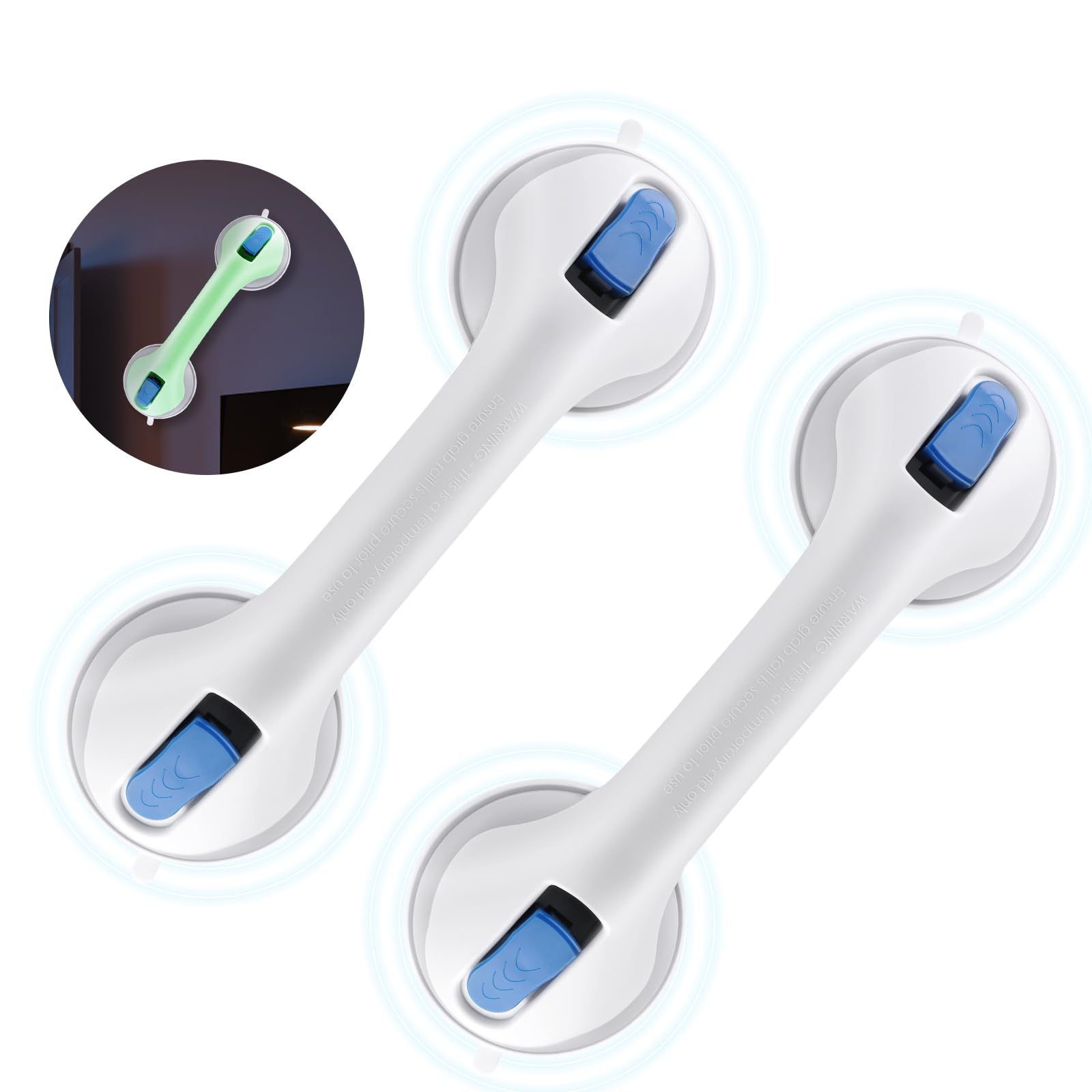 Hotodeal Night Glow Grab Bars for Shower, Shower Handle Suction for ...