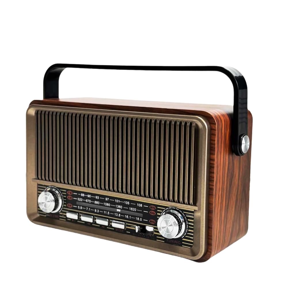 Retro AM/FM Radio with Bluetooth Speaker and TF/USB Playback Function ...