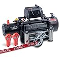 Amazon.com: RUGCEL WINCH 12000lb Waterproof Electric Black Steel Rope ...