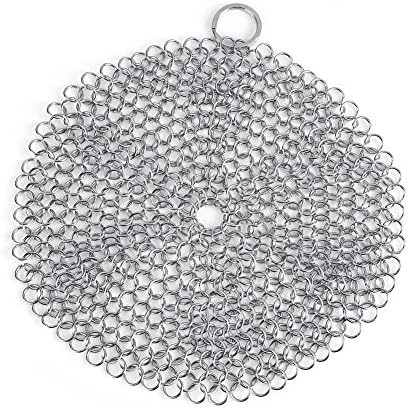 Cast Iron Cleaner Set 7x 7" Stainless Steel Chainmail Scrubber for Cast ...