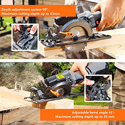 Circular Saw with Metal Handle, 6 Blades(4-3/4" & 4-1/2”), Laser Guide ...