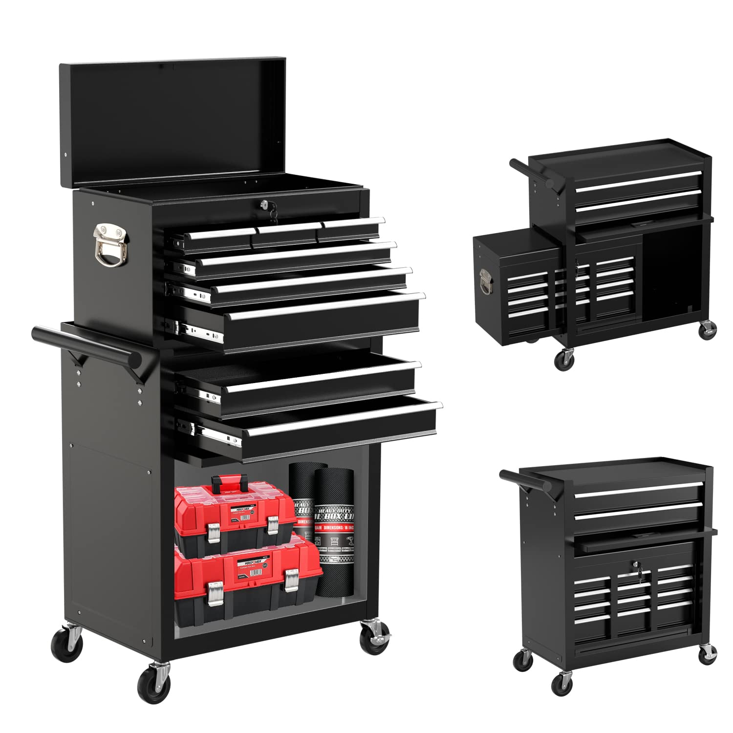 8-Drawers Rolling Tool Box With Wheels,Tool Chest With Drawers,High Capacity Portable Toolbox ...