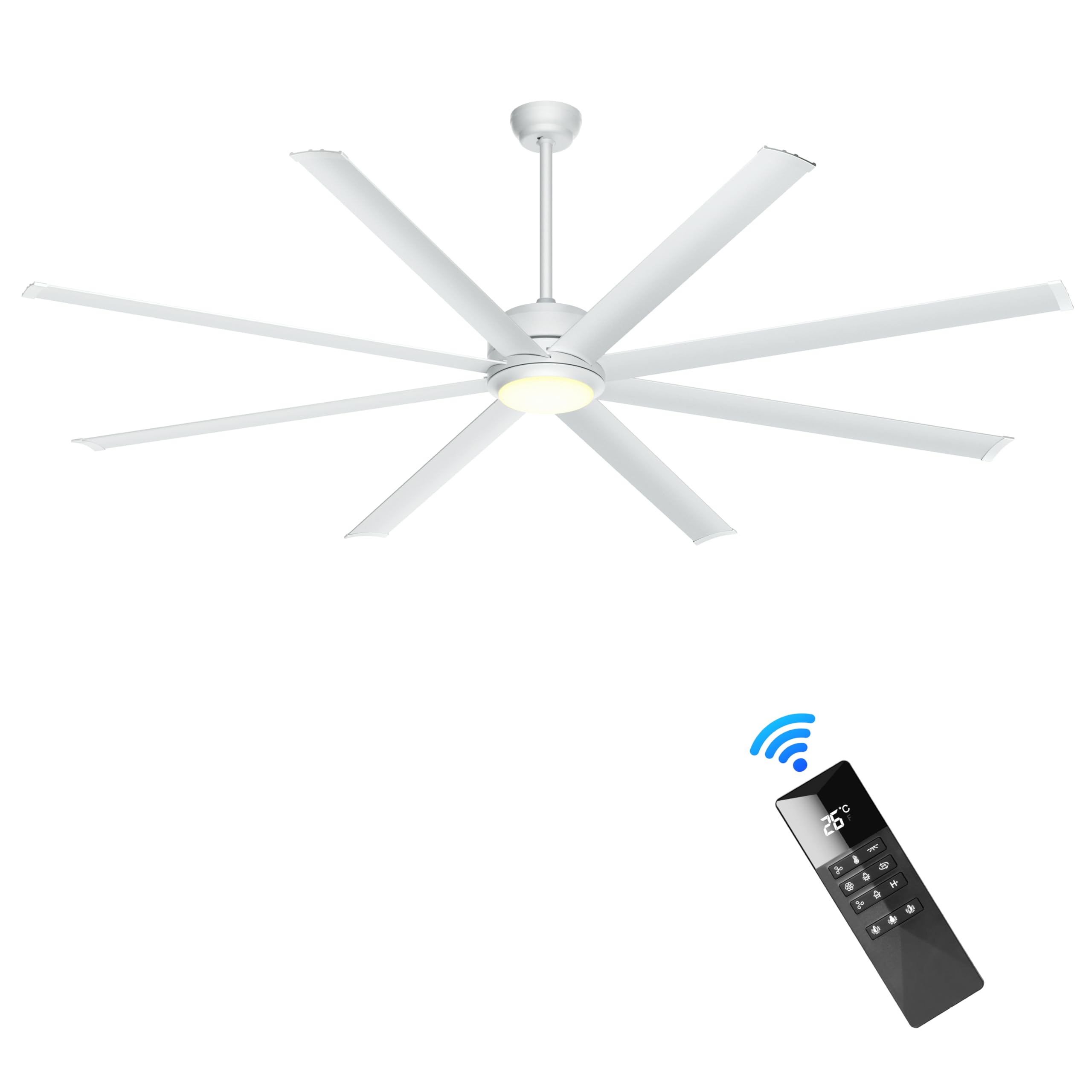 Ohniyou 84" Large Industrial Ceiling Fans with Light, Remote Control ...