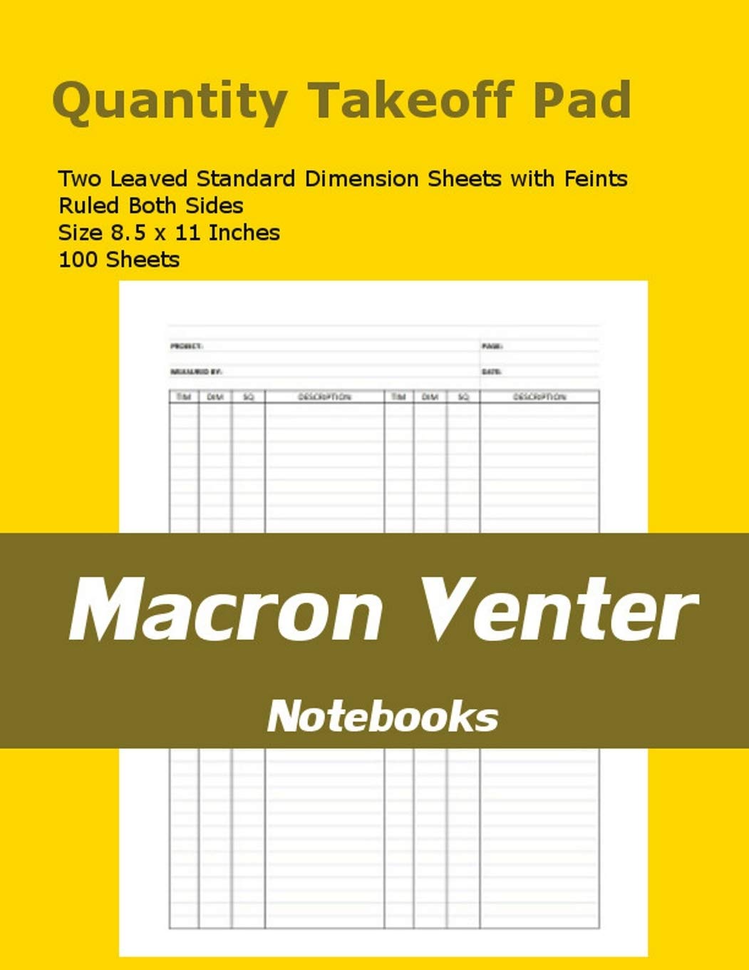 Mua Quantity Survey Takeoff Pad / Measurements Notebook: 100 Standard ...