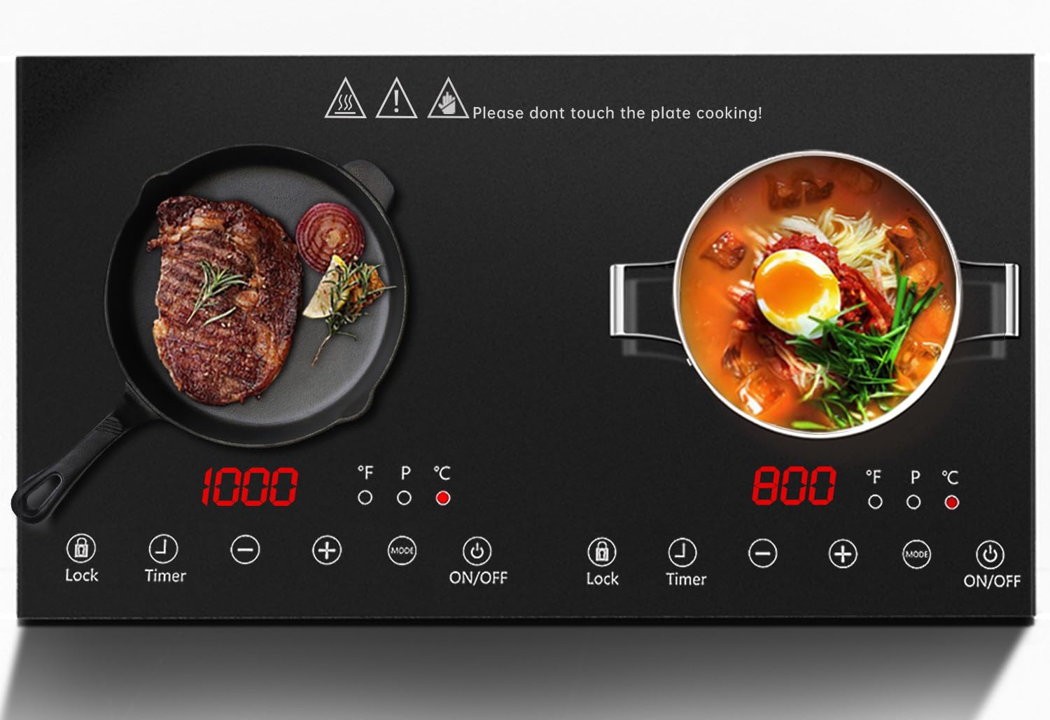 Mua Double Induction Cooktop, KXITGSIMRE 1800W Electric Cooktop with 2 ...