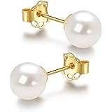 Amazon.com: 14k Yellow Gold and White Freshwater Cultured Pearl ...