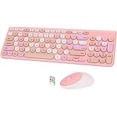 Amazon.com: Retro Wireless Keyboard with Round Keycaps, 2.4GHz Full ...