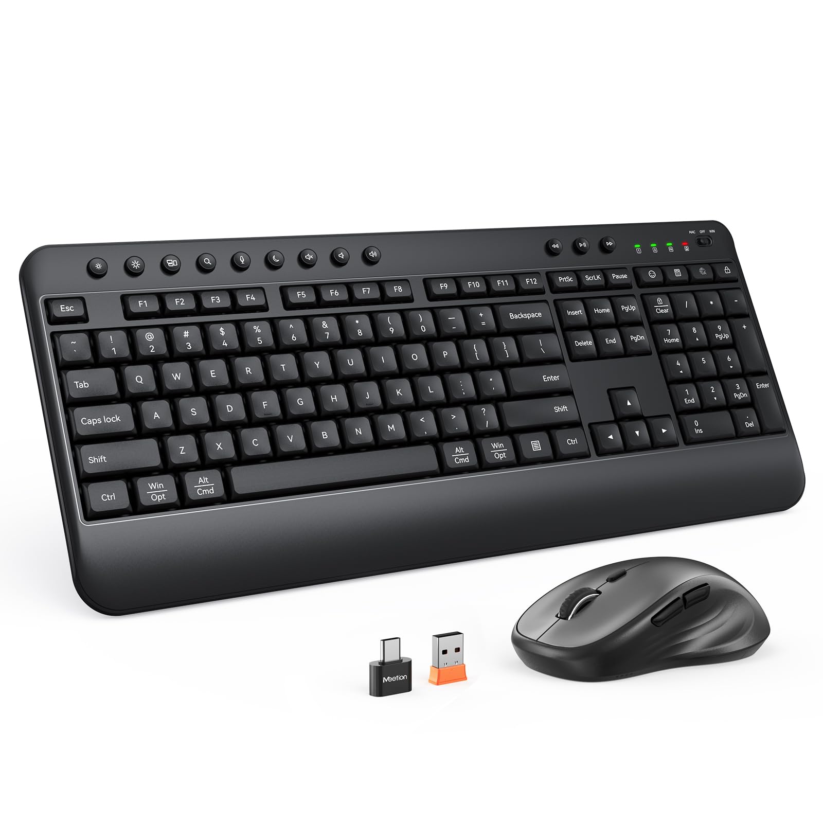 Wireless Keyboard and Mouse Combo, Computer Keyboard with Wrist Rest ...
