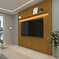 Painel Ripado para Tv até 75 Polegadas com Led 1 Prateleira Nobre 185cm Gelius Móveis Naturale ...