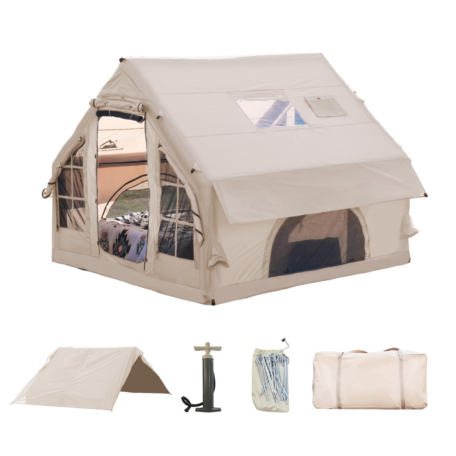 Romantic Camp Inflatable Camping Tent with Pump,4-6 Person Waterproof ...