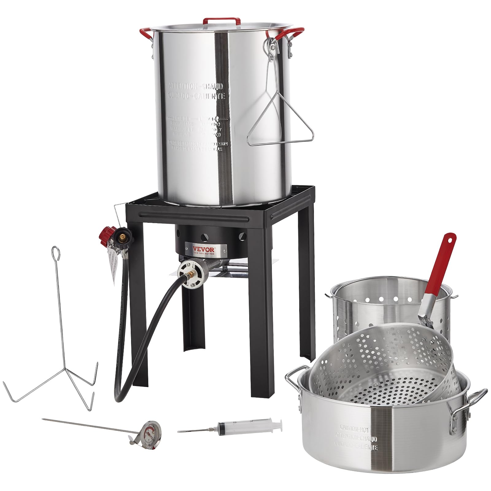 VEVOR Turkey Deep Fryer, 30-qt Turkey & 10-qt Outdoor Aluminum Seafood ...