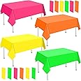 Amazon.com: Whaline 16Pcs Neon Color Plastic Tablecloth 4 Fluorescent ...