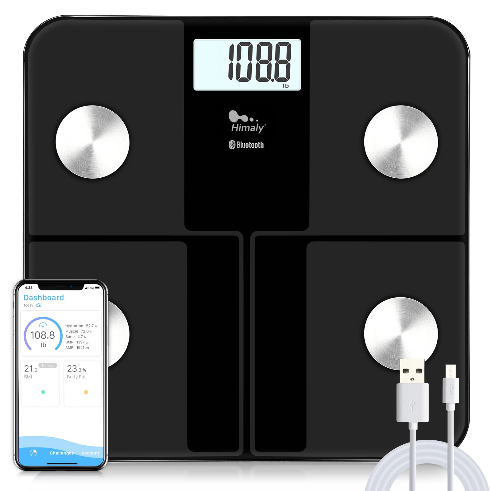 Mua Body Fat Scale USB Rechargeable,Himaly Digital Smart Bathroom Scale for Body Weight,Smart ...