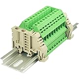 Dinkle Assembly DK2.5N-WE 10 Gang Box Connector DIN Rail Terminal Blocks, 12-22 AWG, 20 Amp, 600 ...