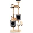 Amazon.com : Tangkula 75 Inch Tall Cat Tree for Indoor Cats, Natural Solid Rubber Wood Cat Tower ...