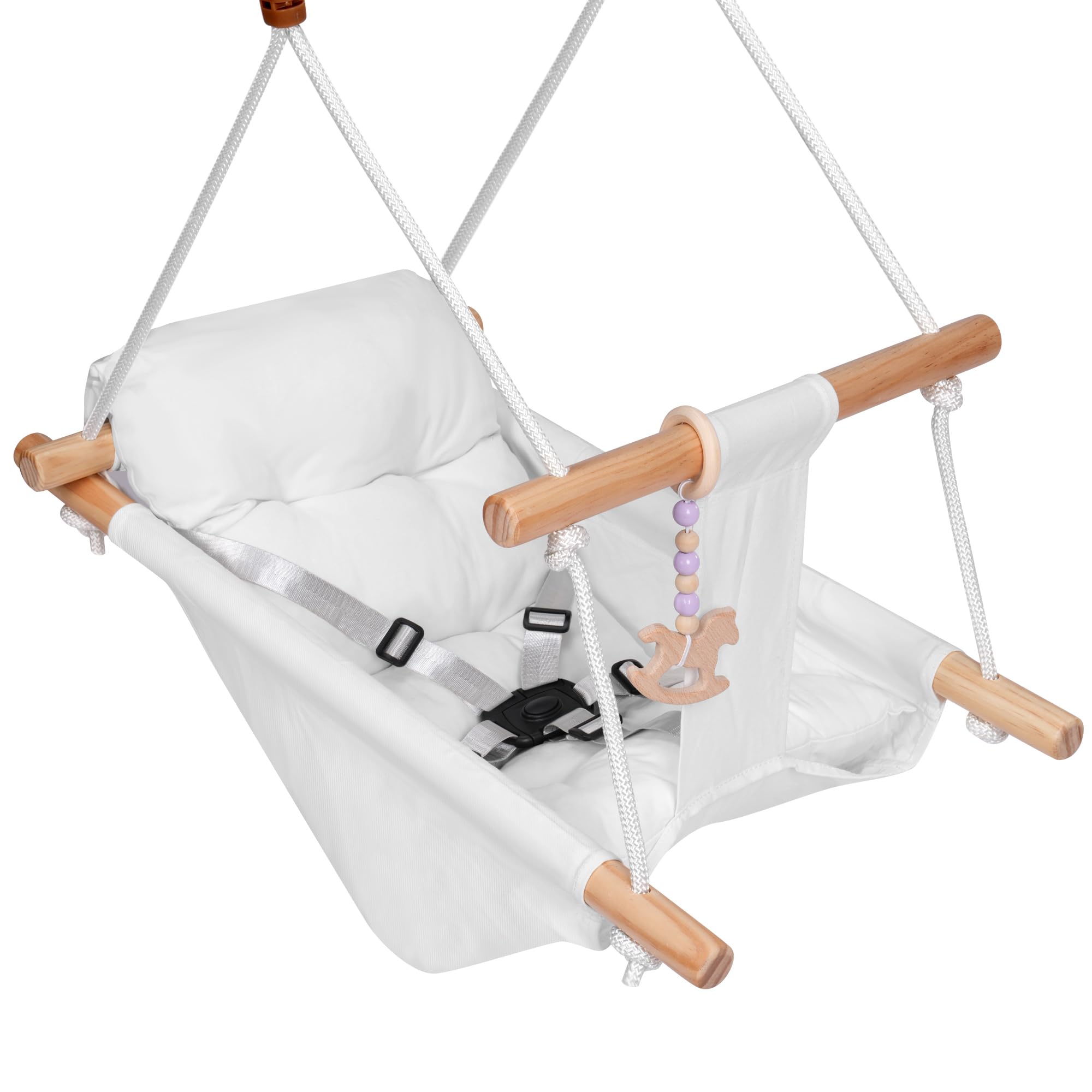 Outdoor Indoor Baby Swing, Wooden Canvas Baby Hammock Swing for Baby to ...