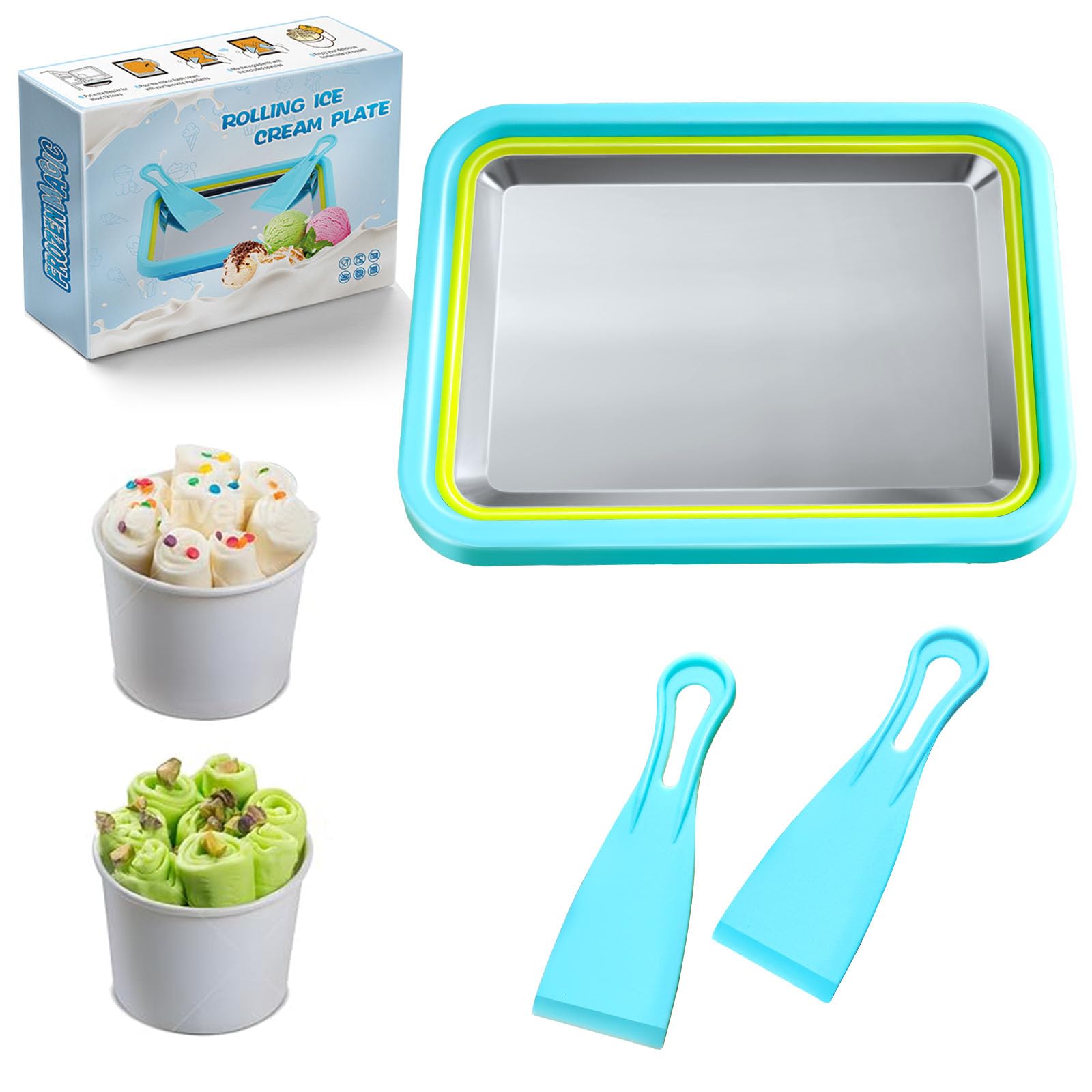 Nenkarn Mini Rolled Ice Cream Maker, Frozen Yogurt Rolls Tray, Instant ...