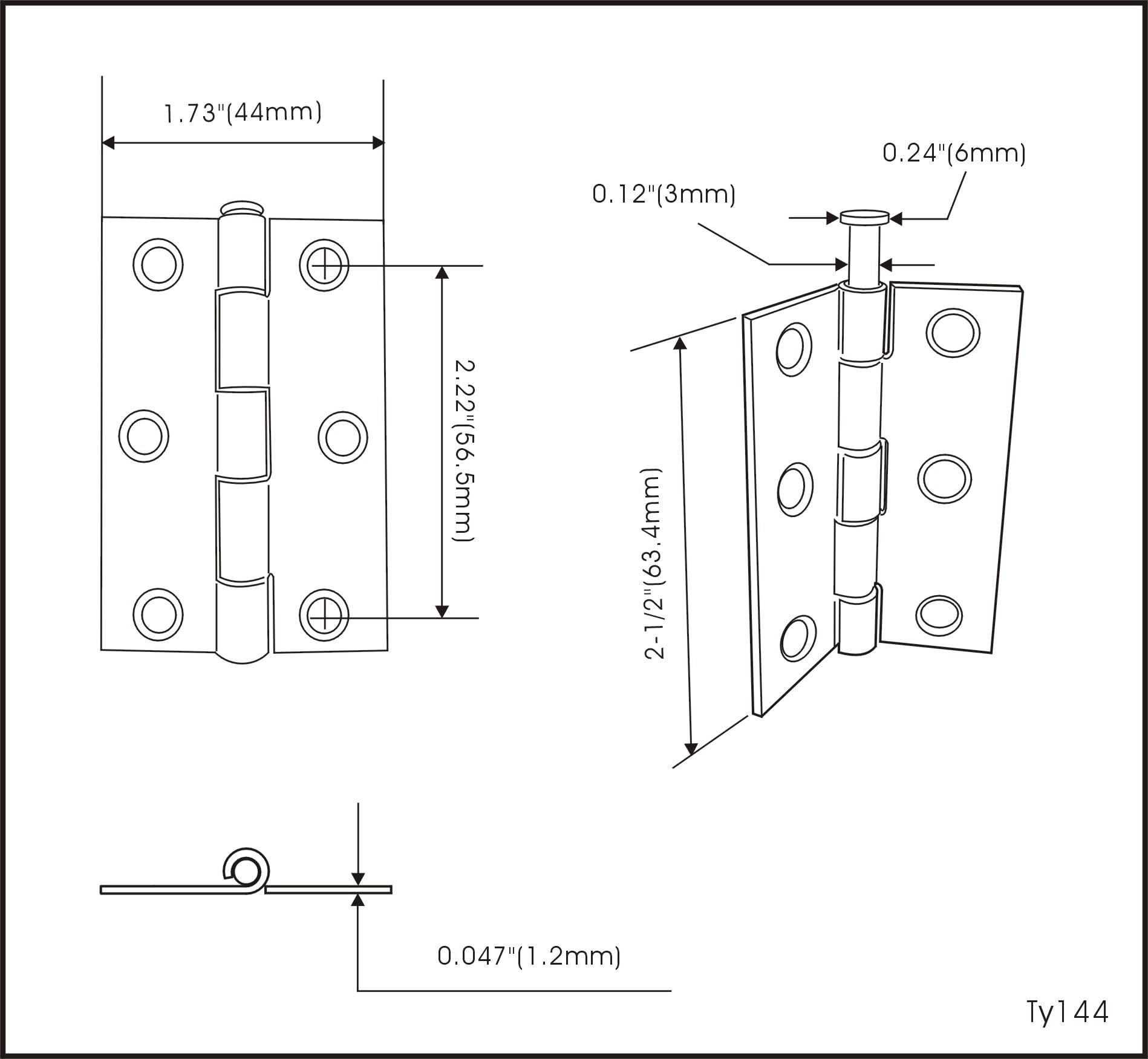 QCAA Narrow Butt Utility Hinge, Swaged, With Removable Loose Pin For ...