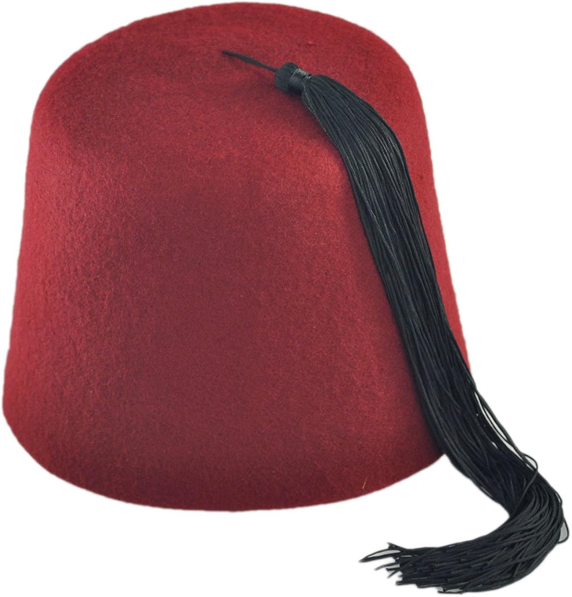 Village Hat Shop Maroon Fez with Black Tassel: Amazon.ca: Clothing ...