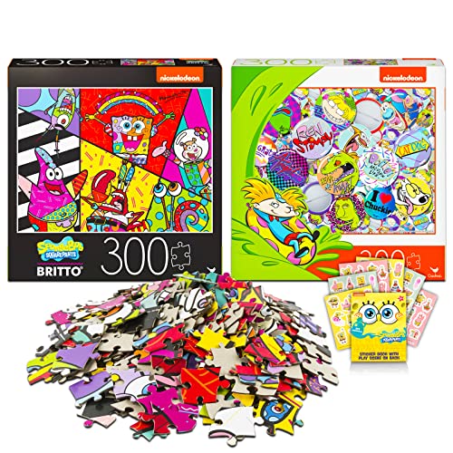 Nickelodeon Puzzle 2 Pack - Bundle with 300 Piece Spongebob Puzzle and ...
