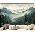 Amazon.com: QGHOT Misty Forest Tapestry Nature Tree Tapestries Wall ...