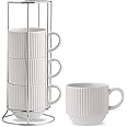 Amazon.com: Hasense Ceramic Coffee Mugs Set of 4 with Rack - 15 oz ...