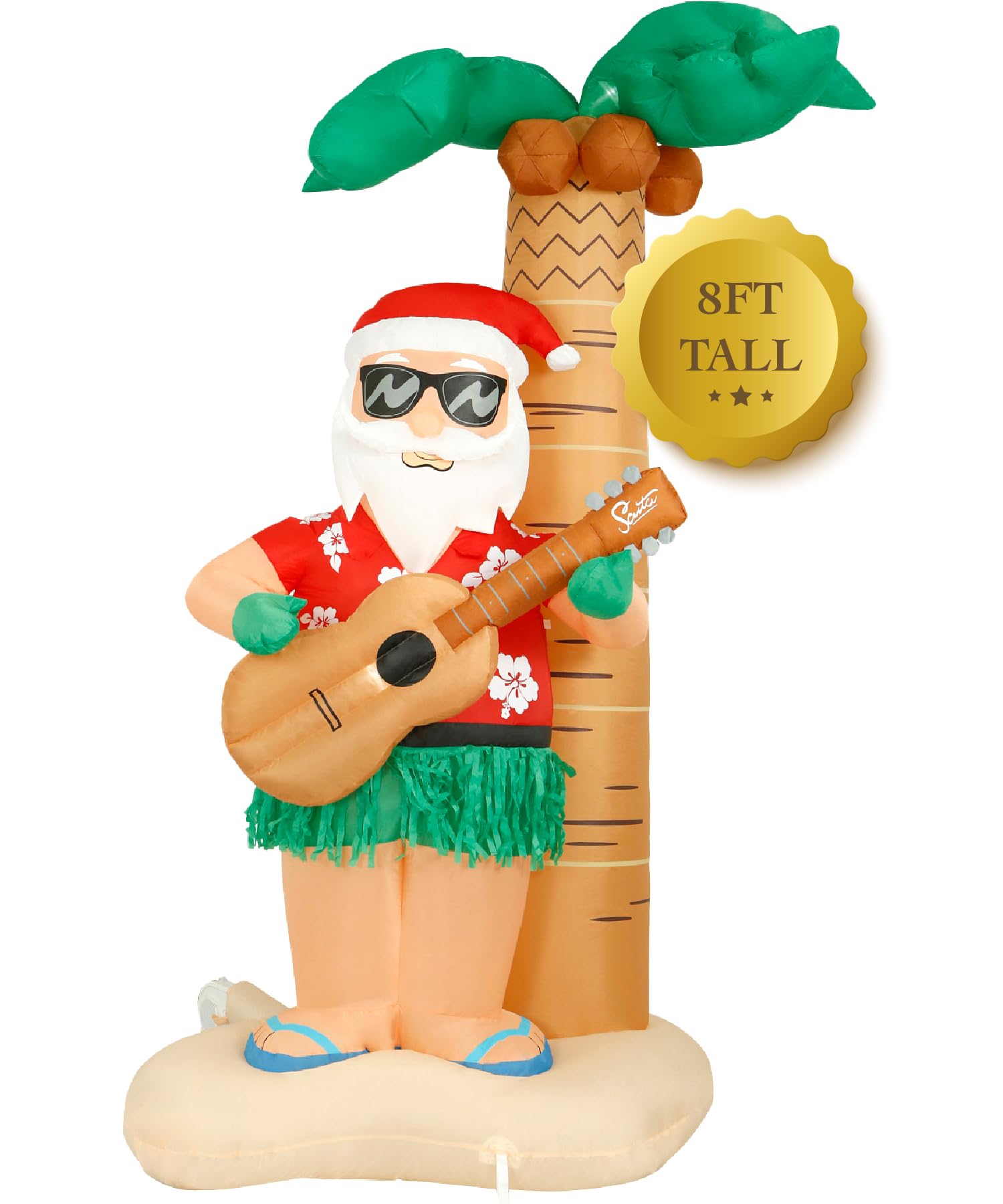 Holidayana Christmas Inflatable. 8ft Hula Santa on Beach Giant ...
