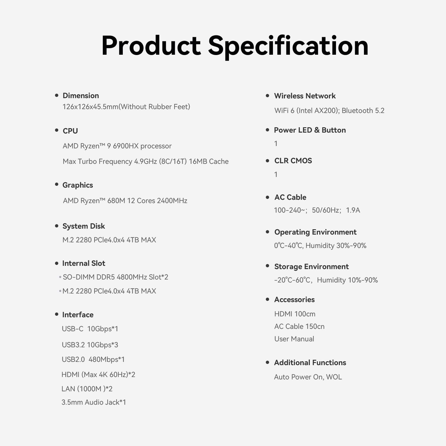 BEELINK AI MINI PC EQR6 6900HX AMD RYZEN 9 Procesador (8C/16T, hasta 4. ...