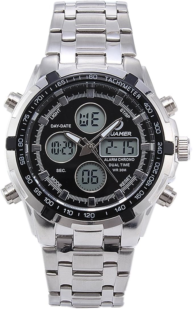 QUAMER 205 Cuarzo Deporte Muti-Functional Reloj de Pulsera con Pantalla ...