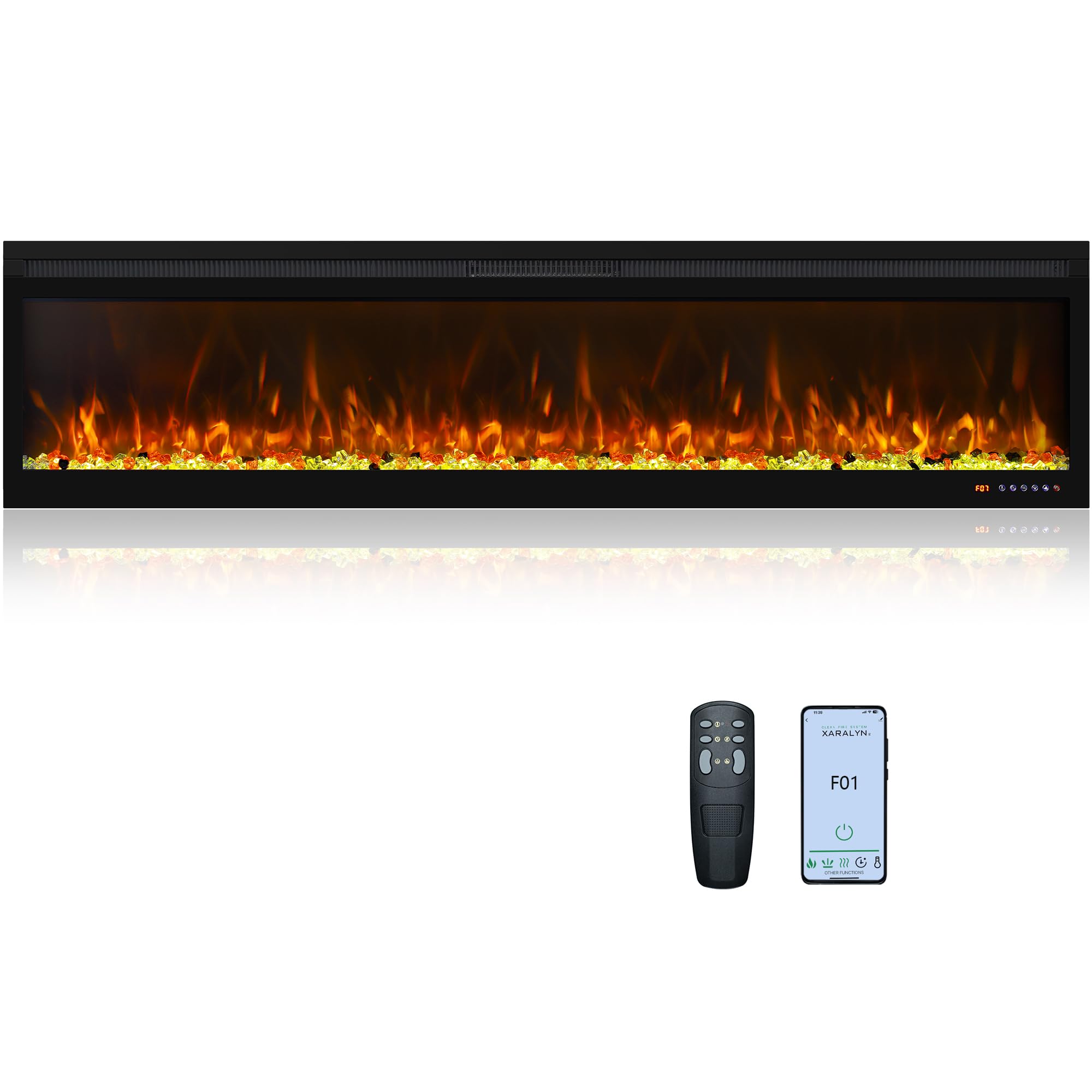 Oxhark Flame Linear Electric Fireplace 72 Inch, APP & Touch Screen ...