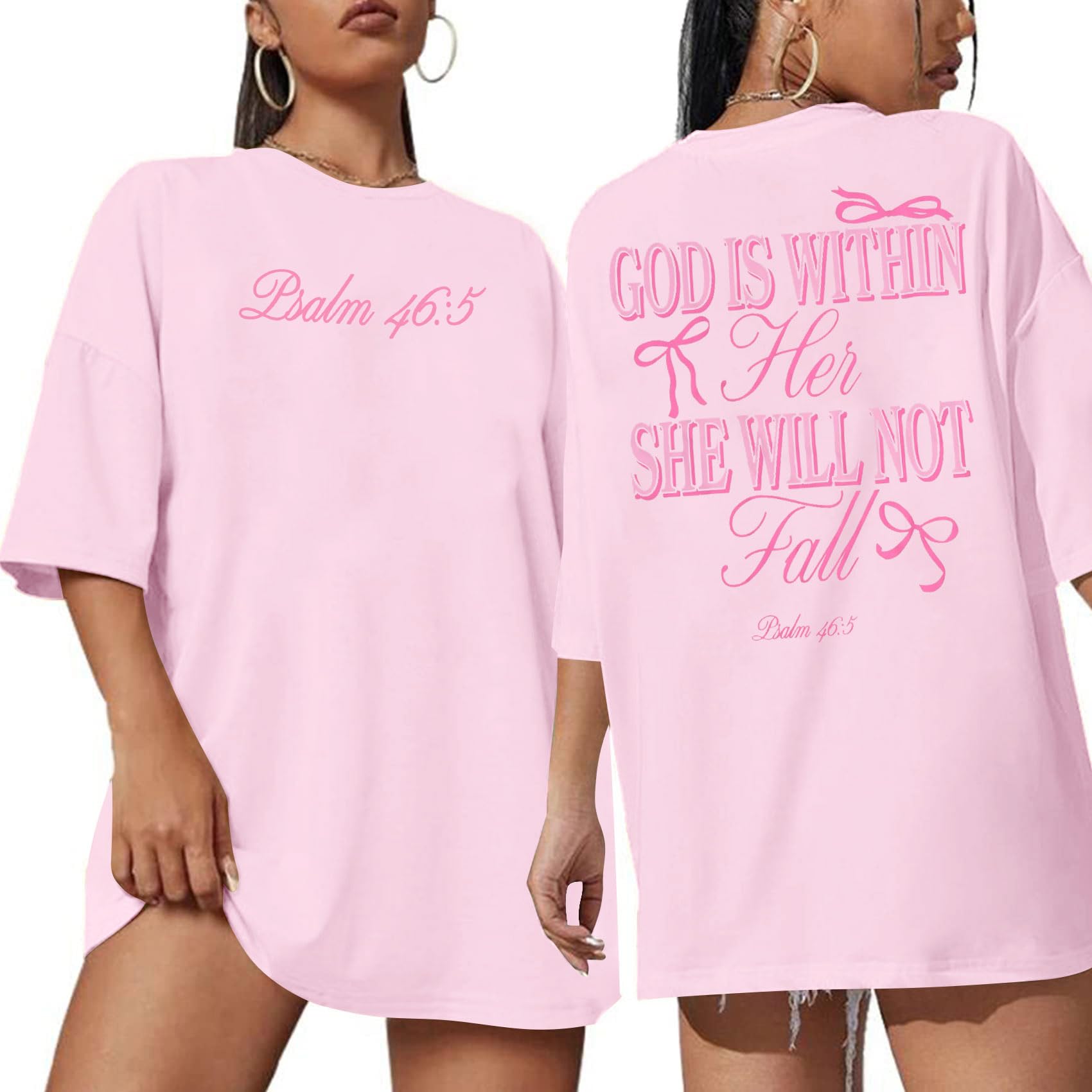 Oversized Christian Shirts for Women God is Within Her T Shirt Jesus ...
