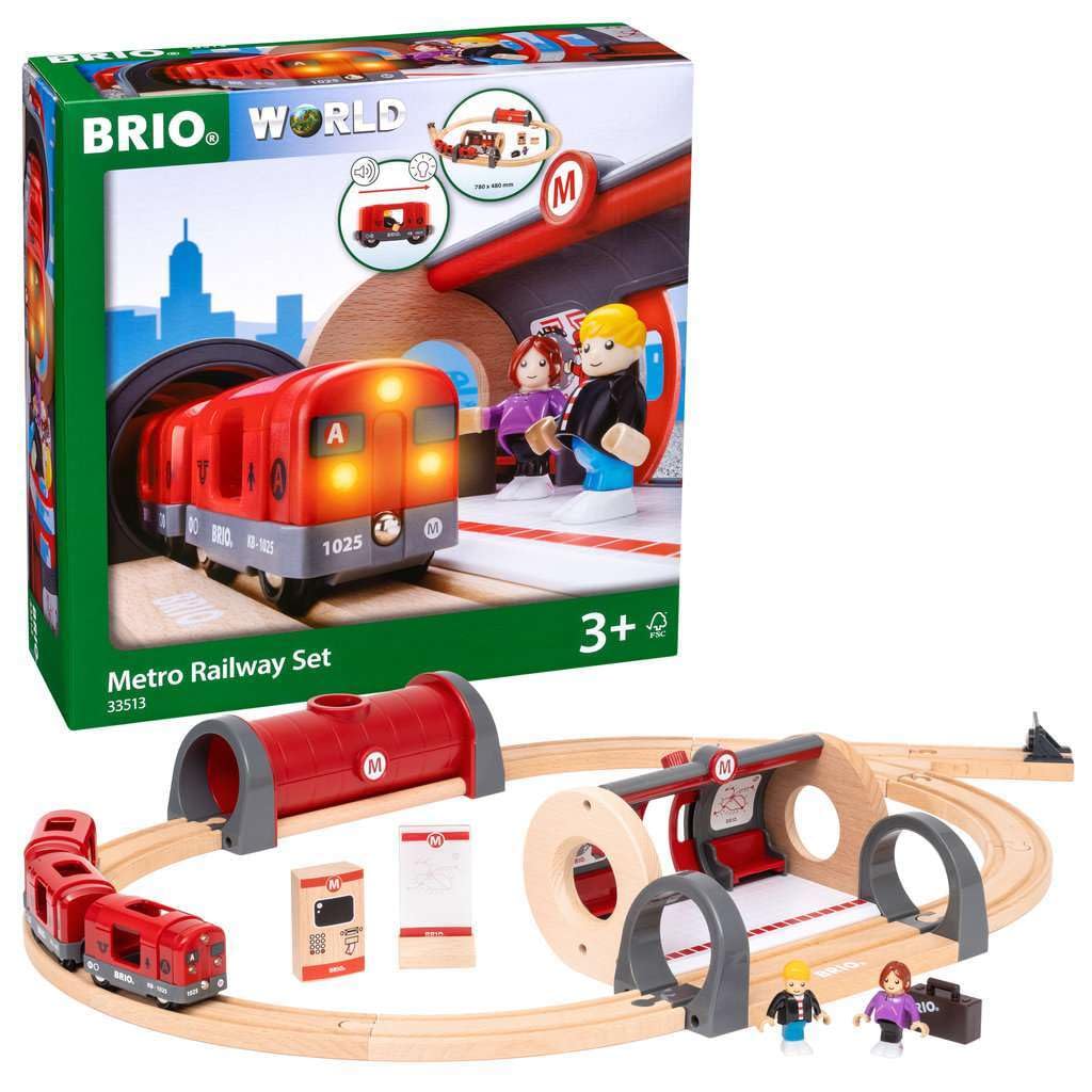 Mua Brio - 33513 Metro Railway Set | Dynamic 20 Piece Wooden Train Set ...