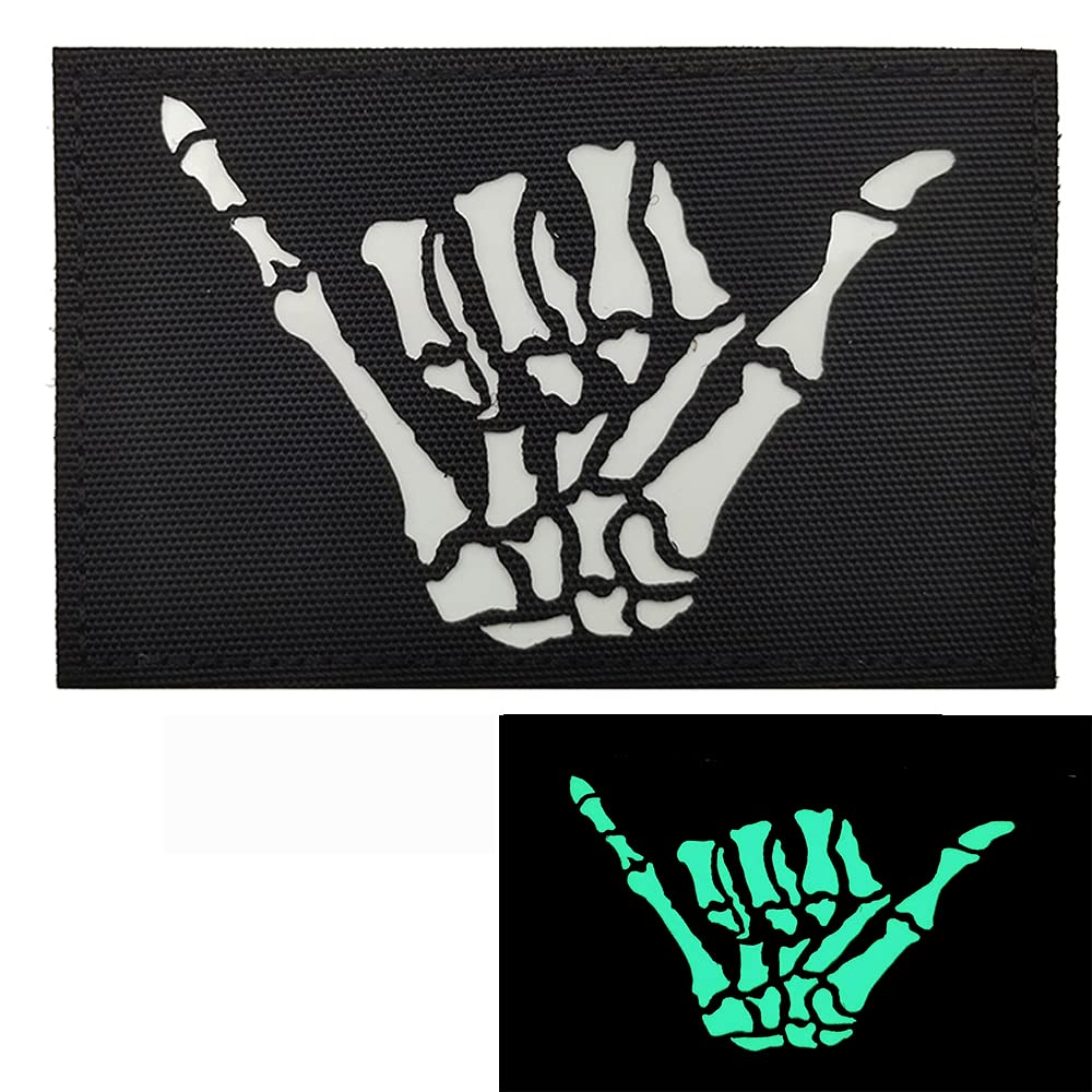 Mua 5x3 inch Large Glow Dark Patches Skull Skeleton Middle Finger Patch ...