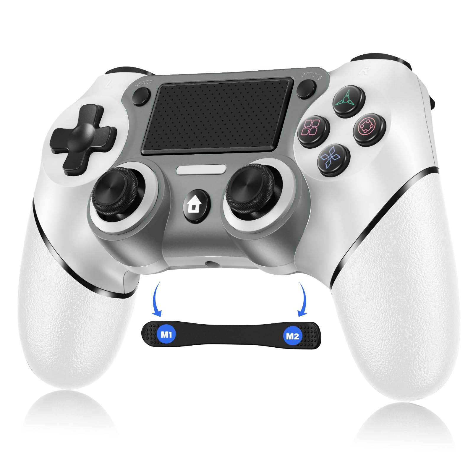 Sombbry Wireless Controller for PS4, White ps4 controller with Dual ...