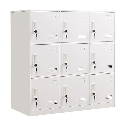 Metal Locker 9 Door Storage Cabinet, Steel Office Storage Lockers for ...