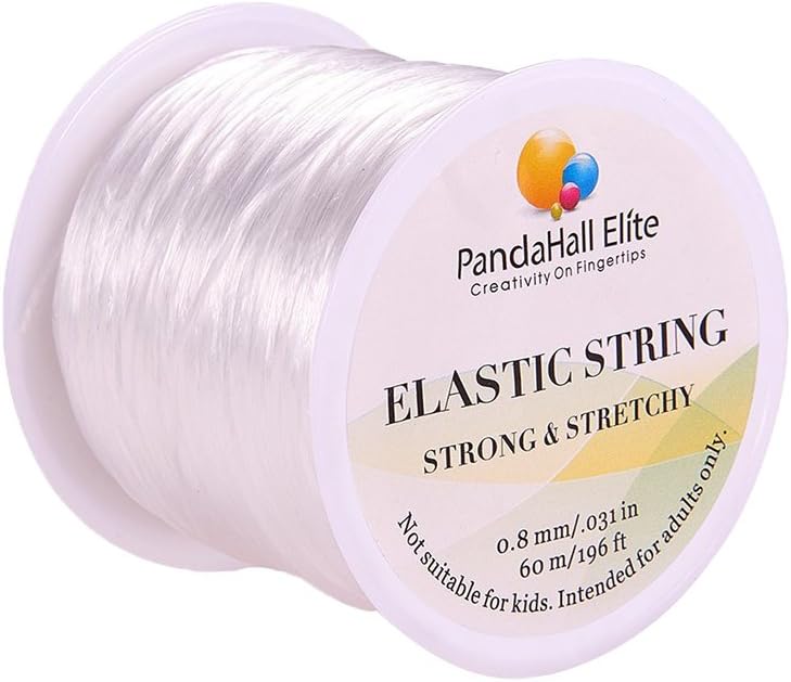 PandaHall Elite 1 Roll white 60m Elastic Fibre Wire Beading Cords ...
