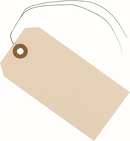 Manila Paper Tags with Wire Attached 4 3/4" x 2 3/8" (12 x 6 cm) Box of ...