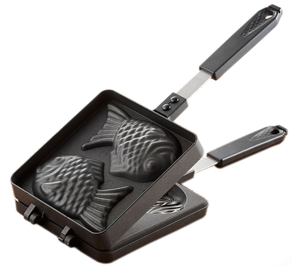 Japanese Dessert Taiyaki Pan Aluminum Fish Shape, 8"W X 2"H 12"L, Black ...