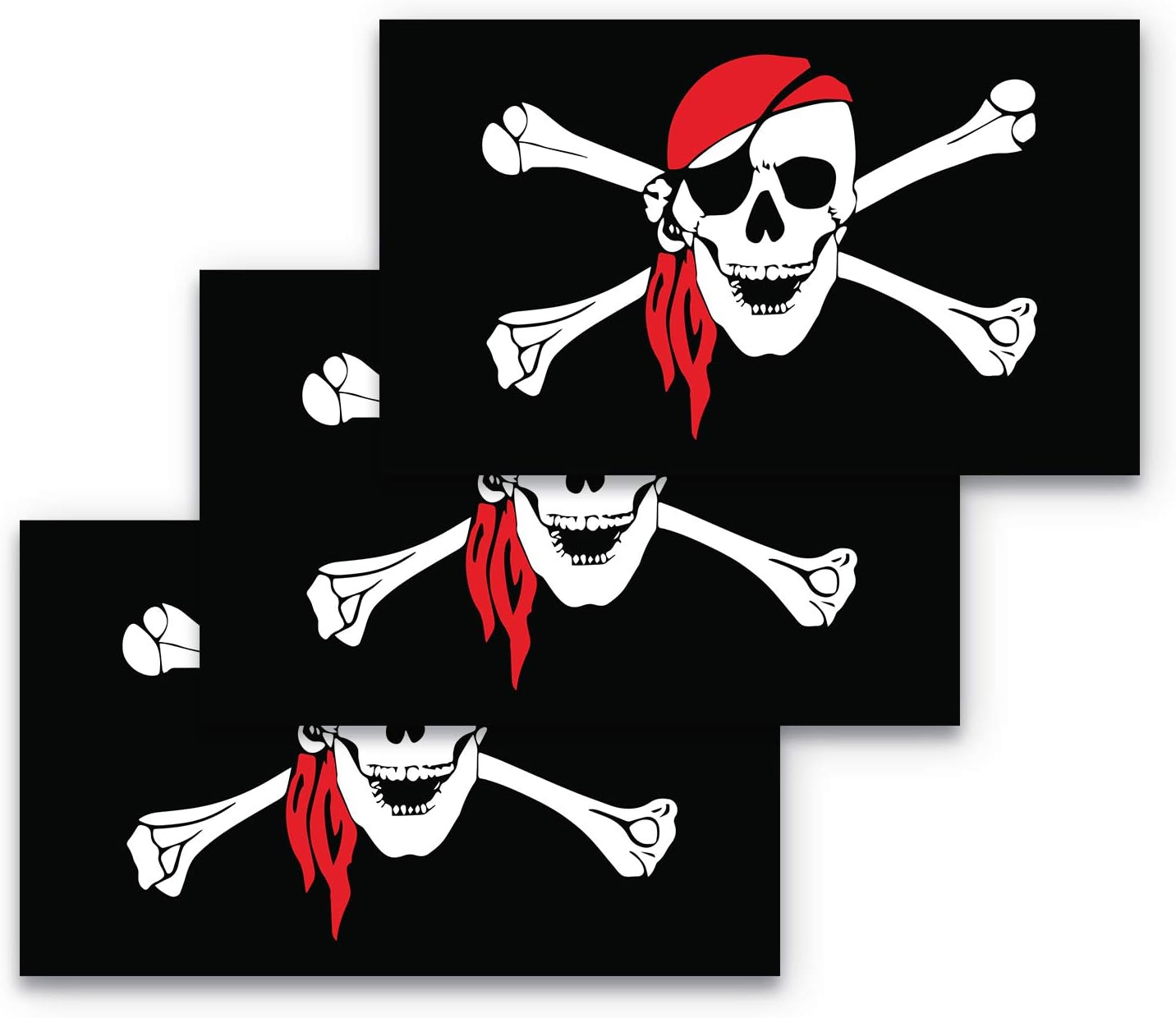 Amazon.com: 3x5 Pirate Flag Sticker Pirate Sticker 3-Pack Made with ...