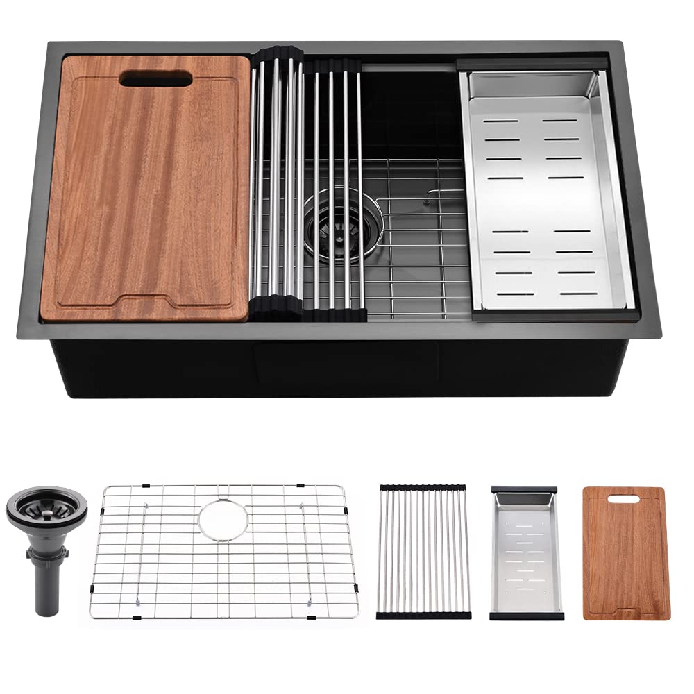 Mua 30 Inch Black Undermount Sink Workstation-Bokaiya 30x19 Undermount ...
