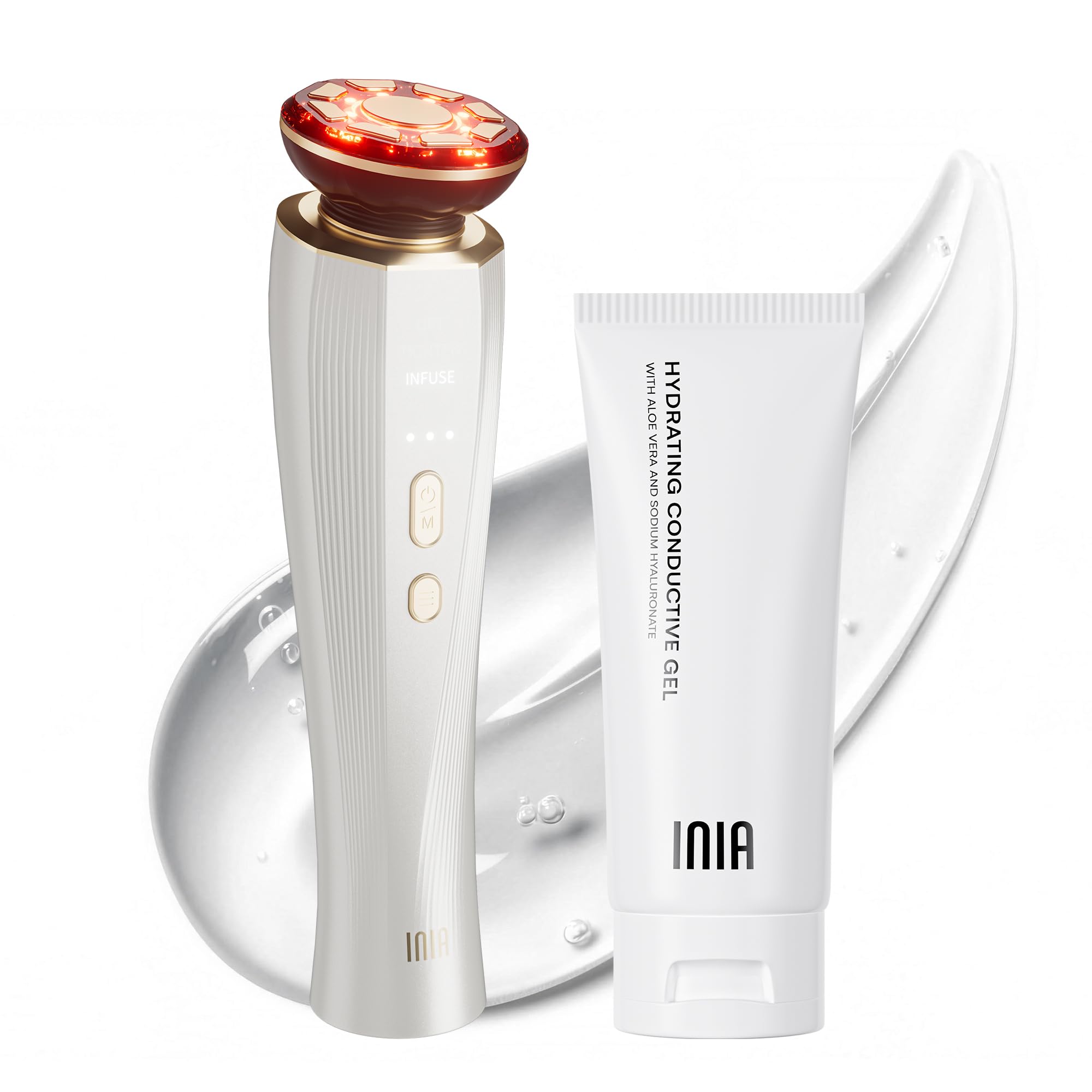 INIA 3-in-1 Skin Tightening Device True Beauty Glow Facial Massager Red ...