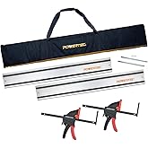 POWERTEC 110" Track Saw Guide Rail Kit for Festool and Makita, Includes 2PK 55" Guide Rails, 2PK ...
