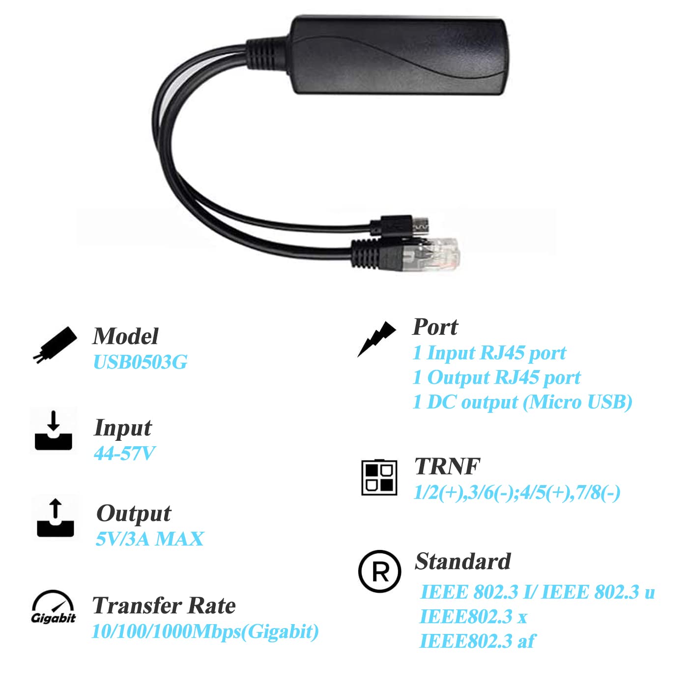 Mua REVODATA Gigabit Micro USB PoE Splitter 5V/3A, 48V PoE to Micro USB ...